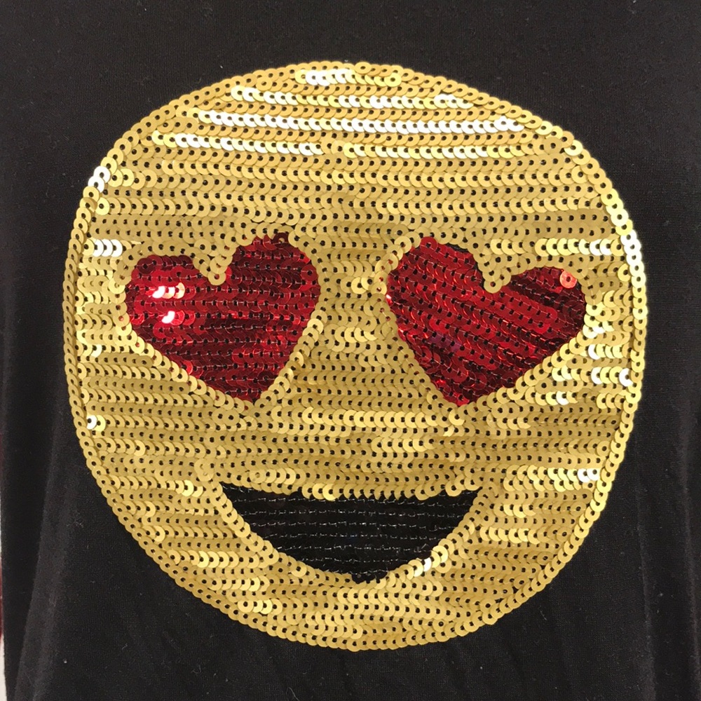 Gold Sequin Shimmer Smiley Face Emoji Black With Red … - Gem
